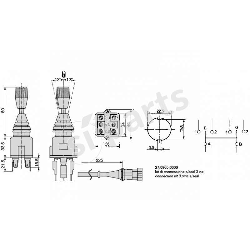 TWIN MAINTAINED/MAINTAINED TOGGLE SWITCH WITH LOCK