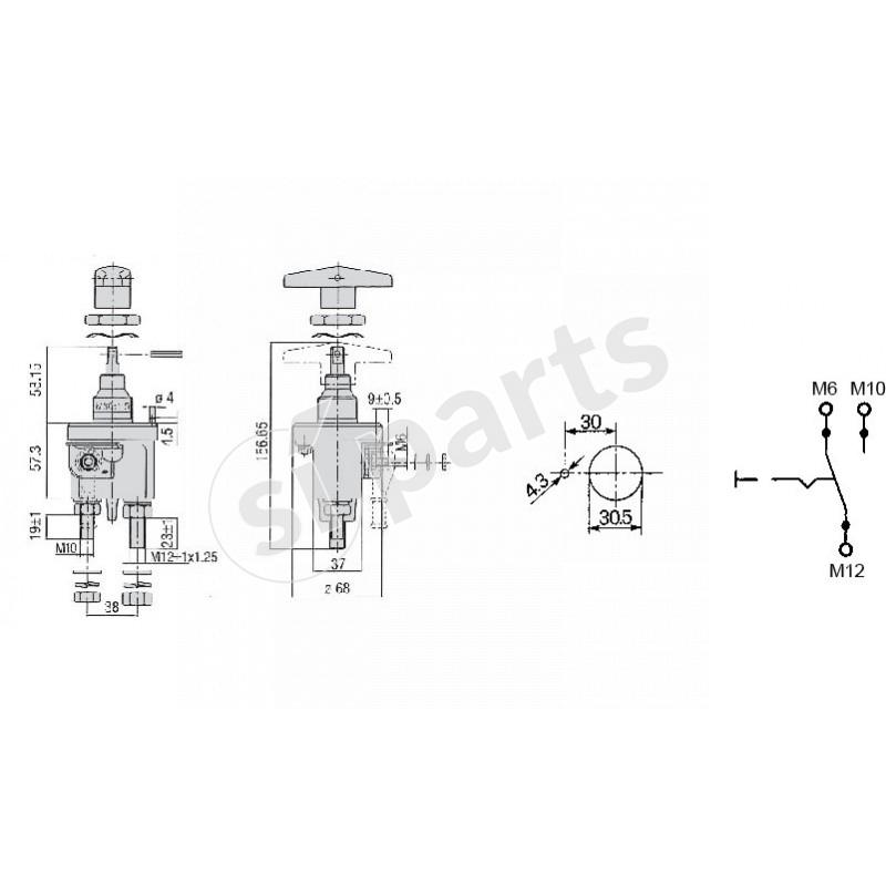 MANUAL CONTROL BATTERY MAIN SWITCH WITH AUXILIARY CONTACT 250A