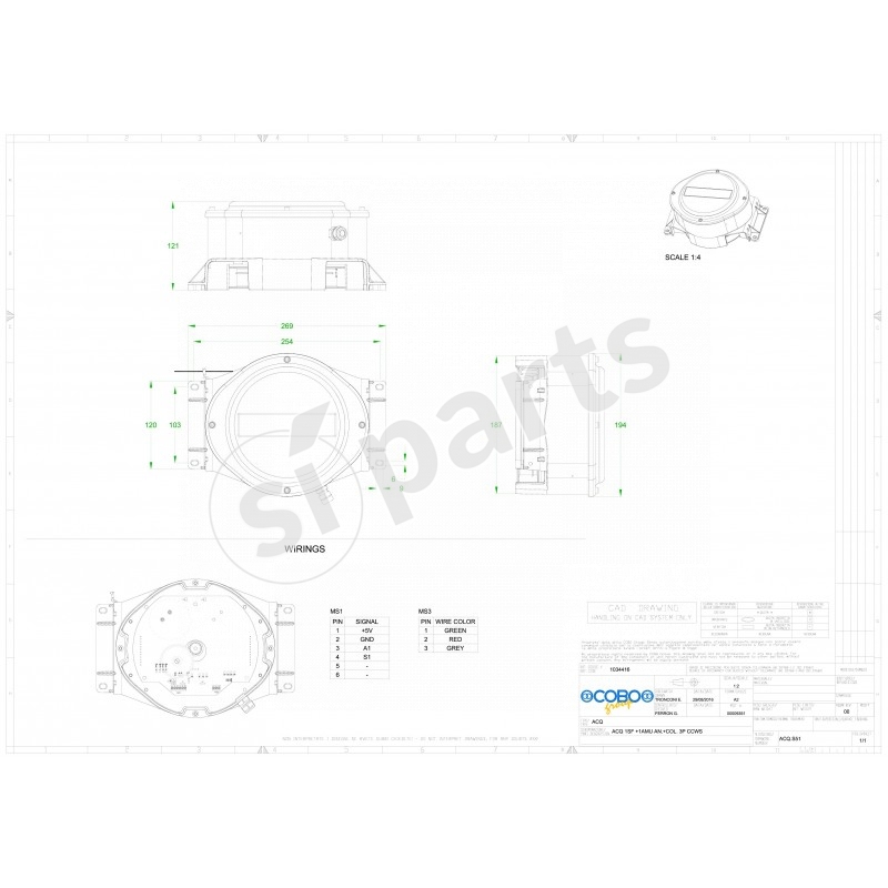 CABLE REEL 3B6 8(17) MT 1P1A + COL 3P